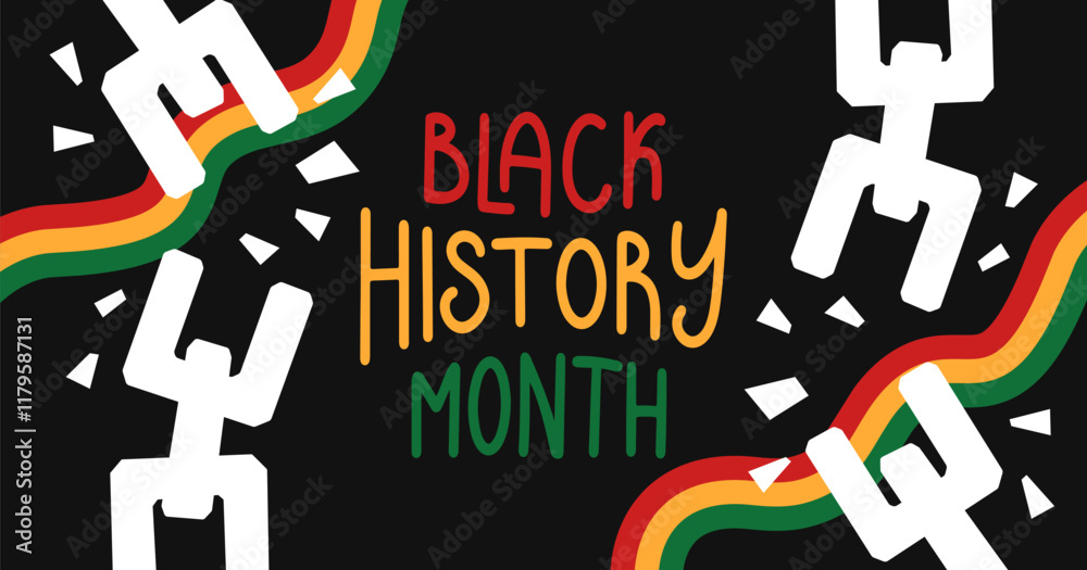 Black history month horizontal banner template. Simple background with ...