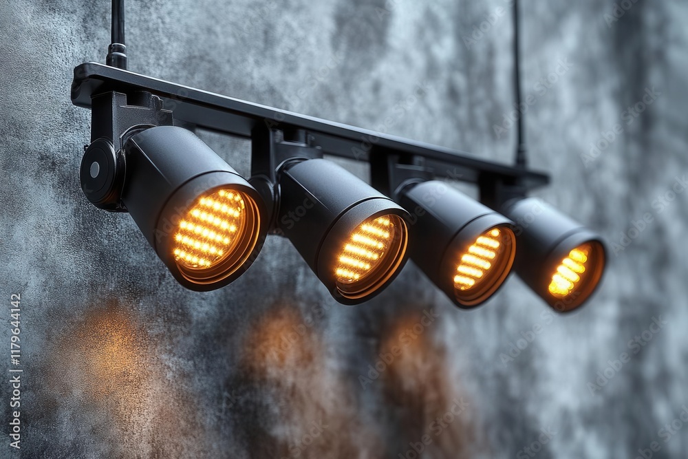 modern track lighting system with adjustable led spotlights on ...