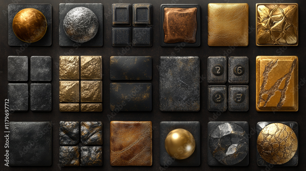 Texture samples. game ui app icons, square buttons toy block, bamboo ...