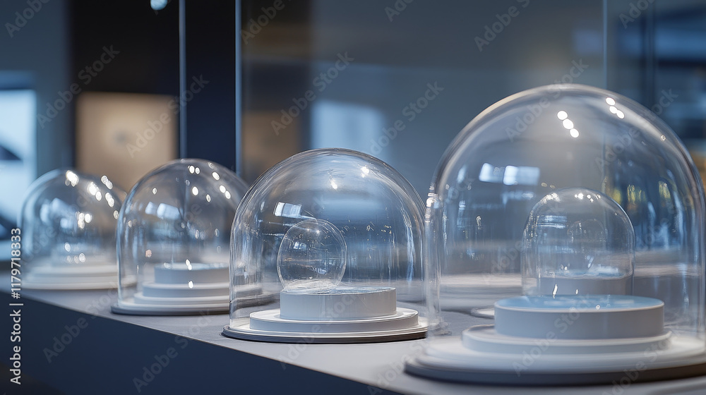 Glass transparent hemisphere dome cover. Realistic vector illustration ...