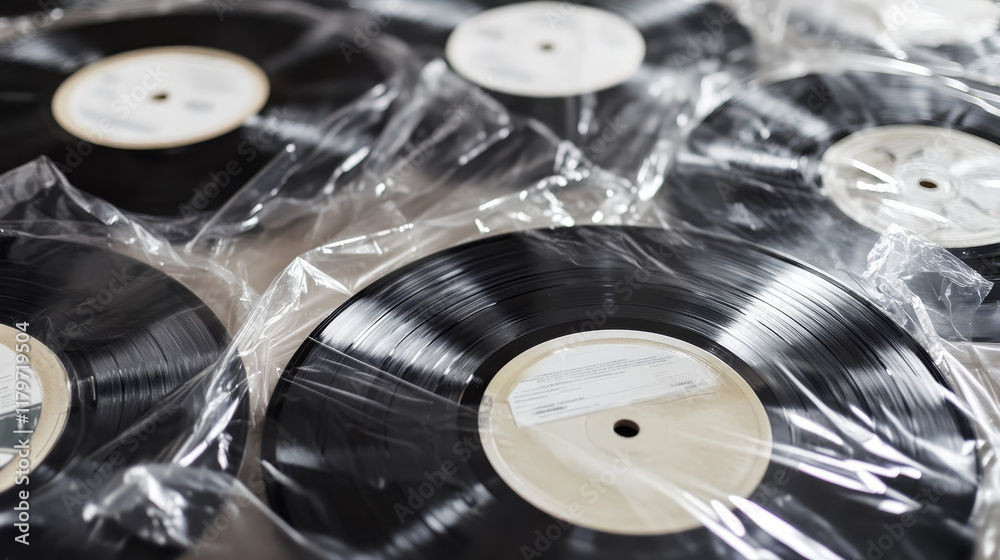 Plastic wrap texture for vinyl record with shrink. Realistic cellophane ...