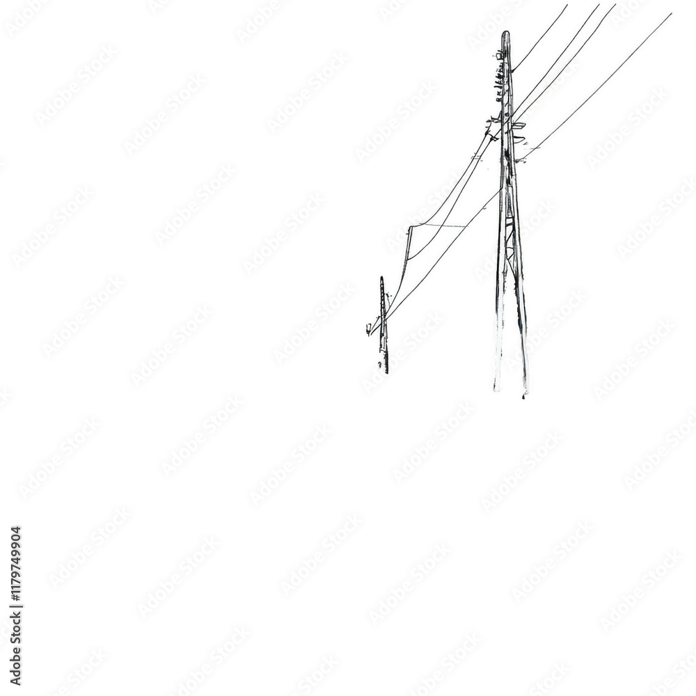 Railway Line Sketch: A detailed raster sketch of a railway line ...