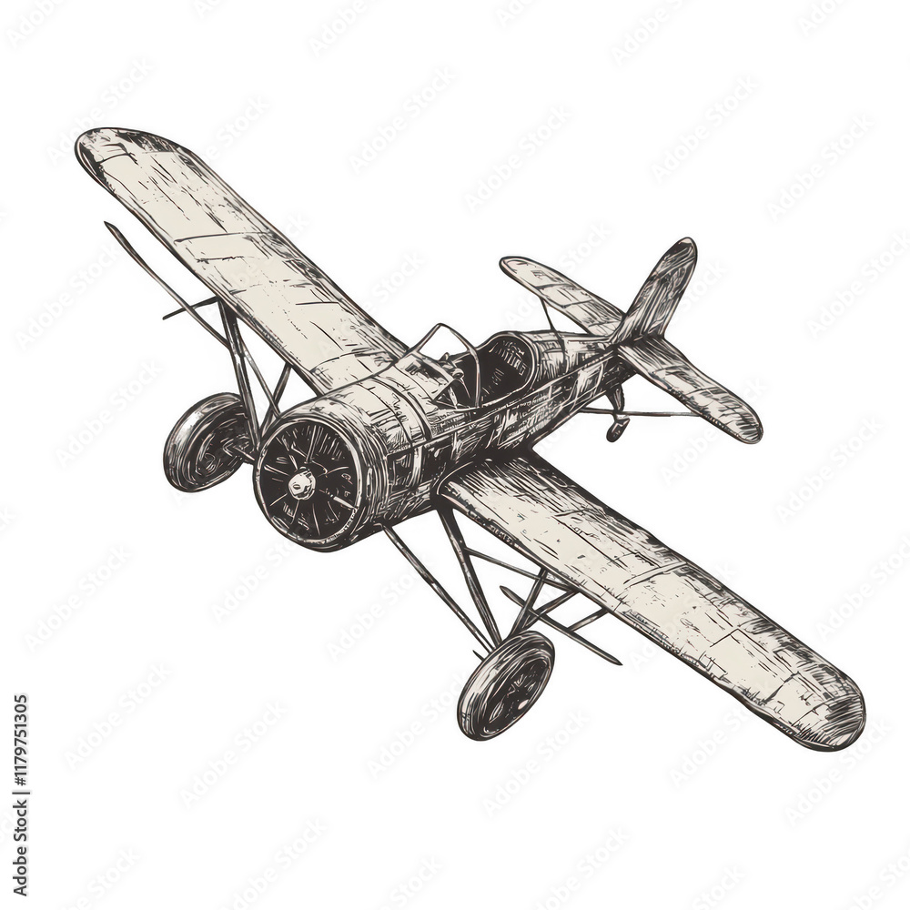 Retro Banner Old Flying Machine: A retro-styled banner featuring an old ...