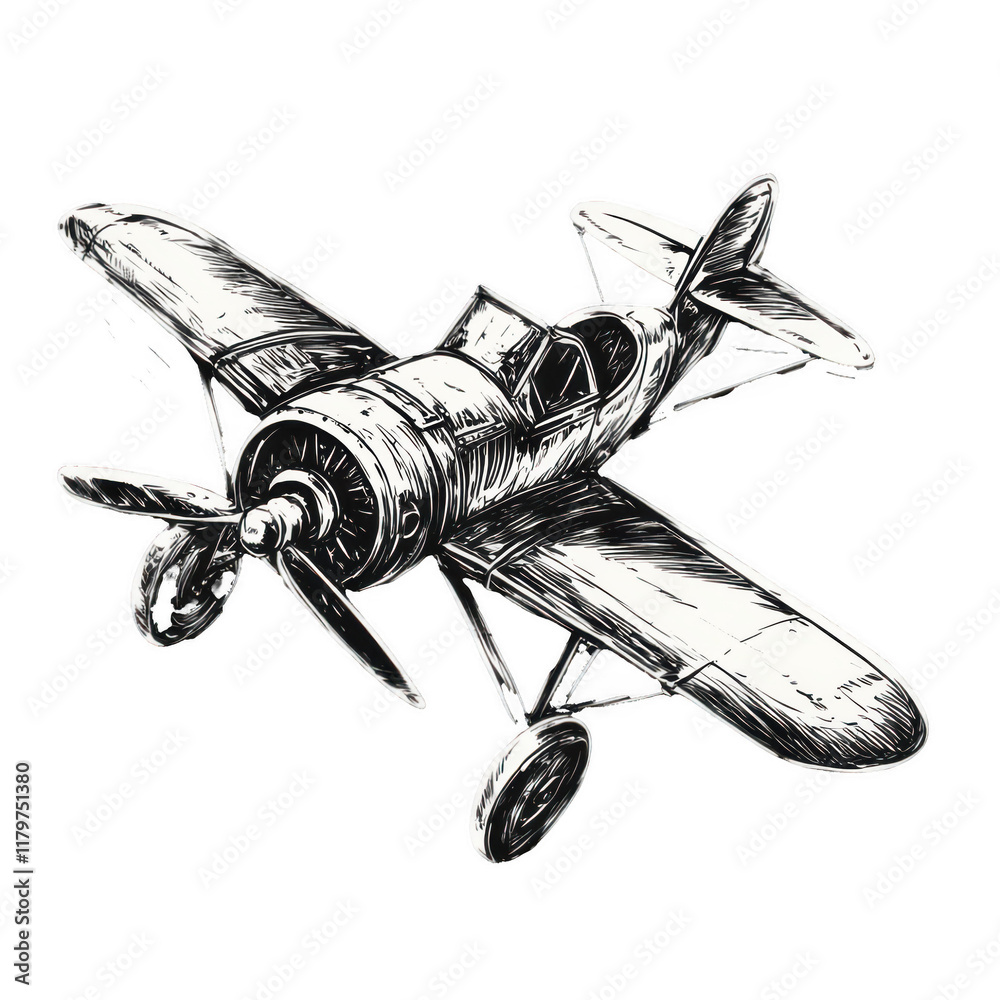 Retro Banner Old Flying Machine: A retro-styled banner featuring an old ...