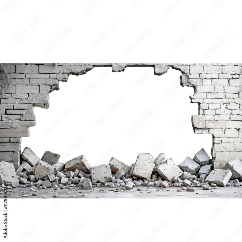 Breaking Through: A broken brick wall with a large hole in the center ...