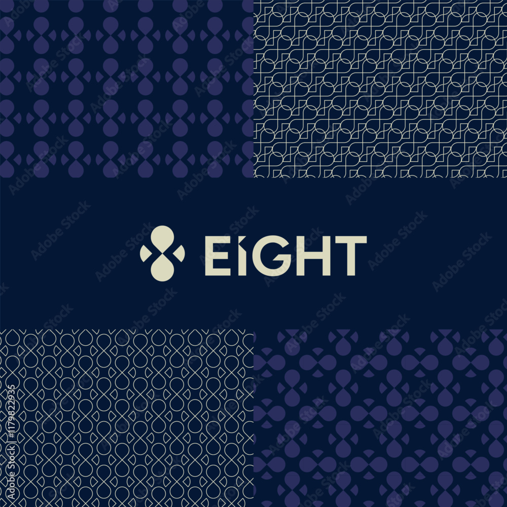 Vector logo eight with patterns four vector patterns on dark blue ...