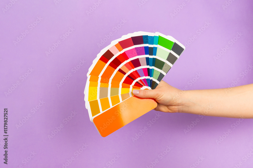 Color palette on a bright colored background. Color palette guide ...