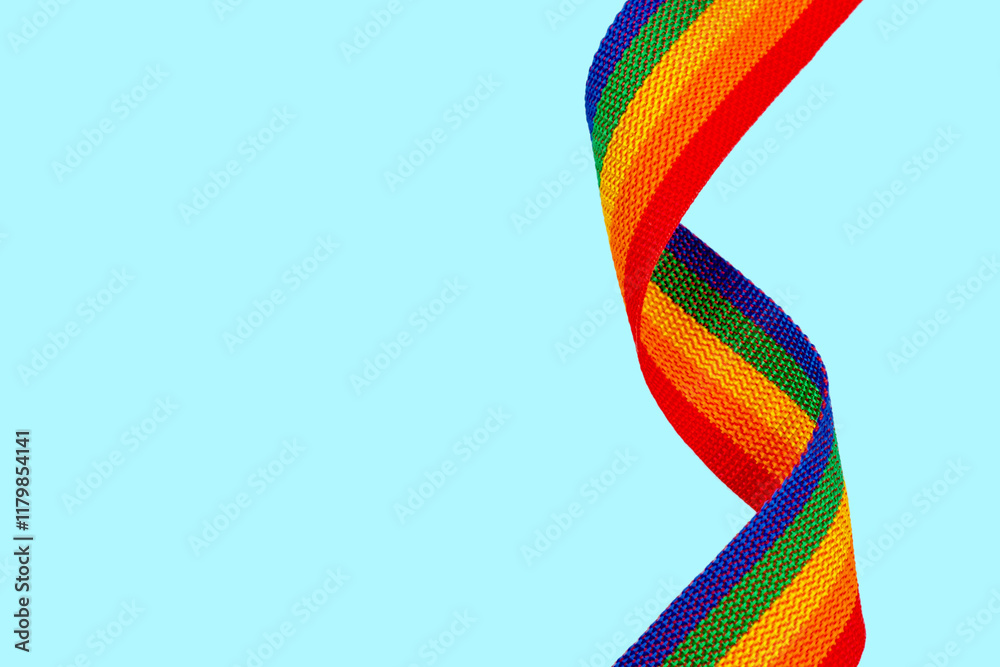 LGBT rainbow ribbon pride symbol on mint background. Equality between ...