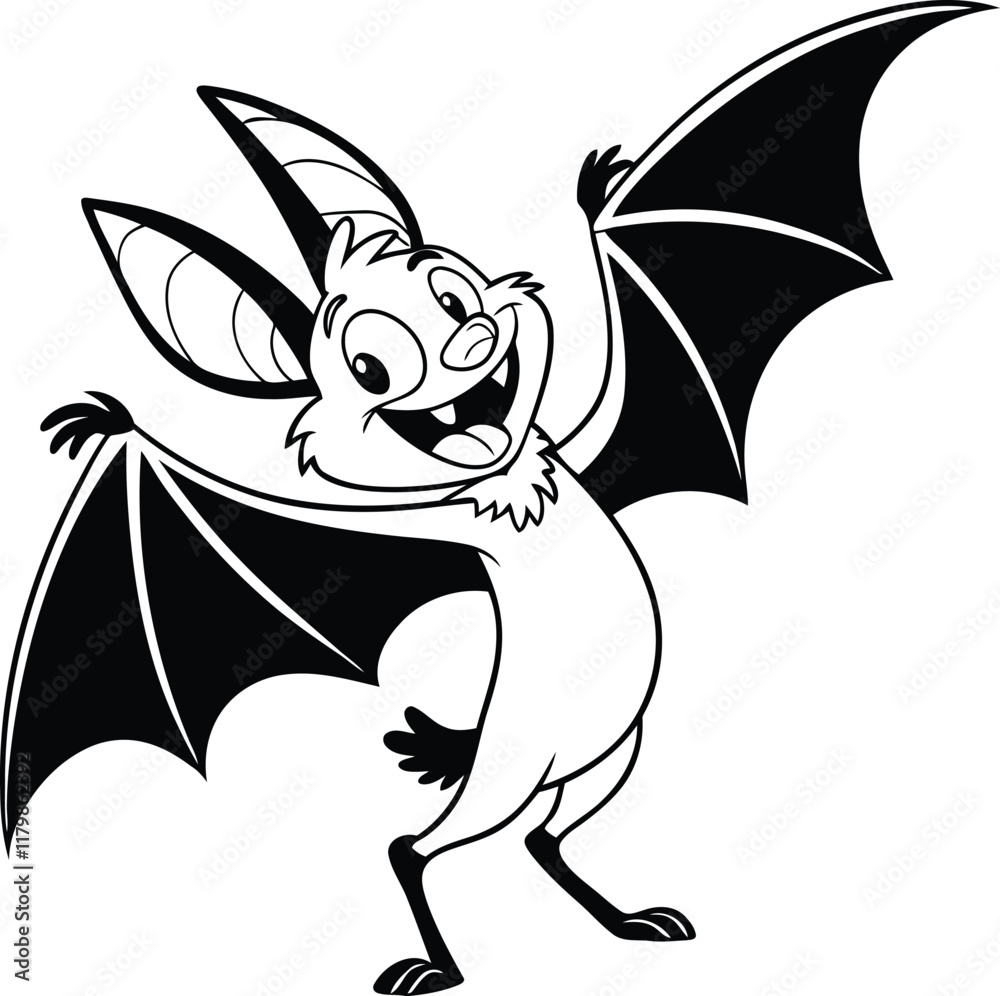 Cartoon bat with a big smile on its face vector, Cartoon bat silhouette ...