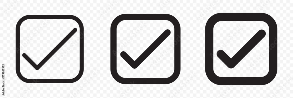 check box icon with correct with different line width. approved symbol ...