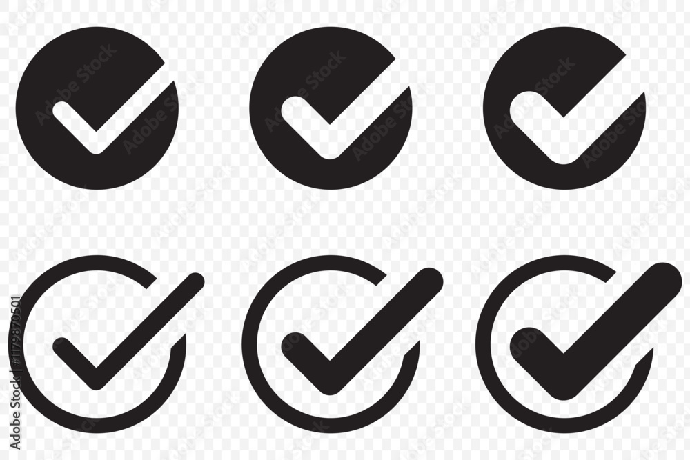 check box icon with correct, accept checkmark icons green tick box, check list circle frame ...