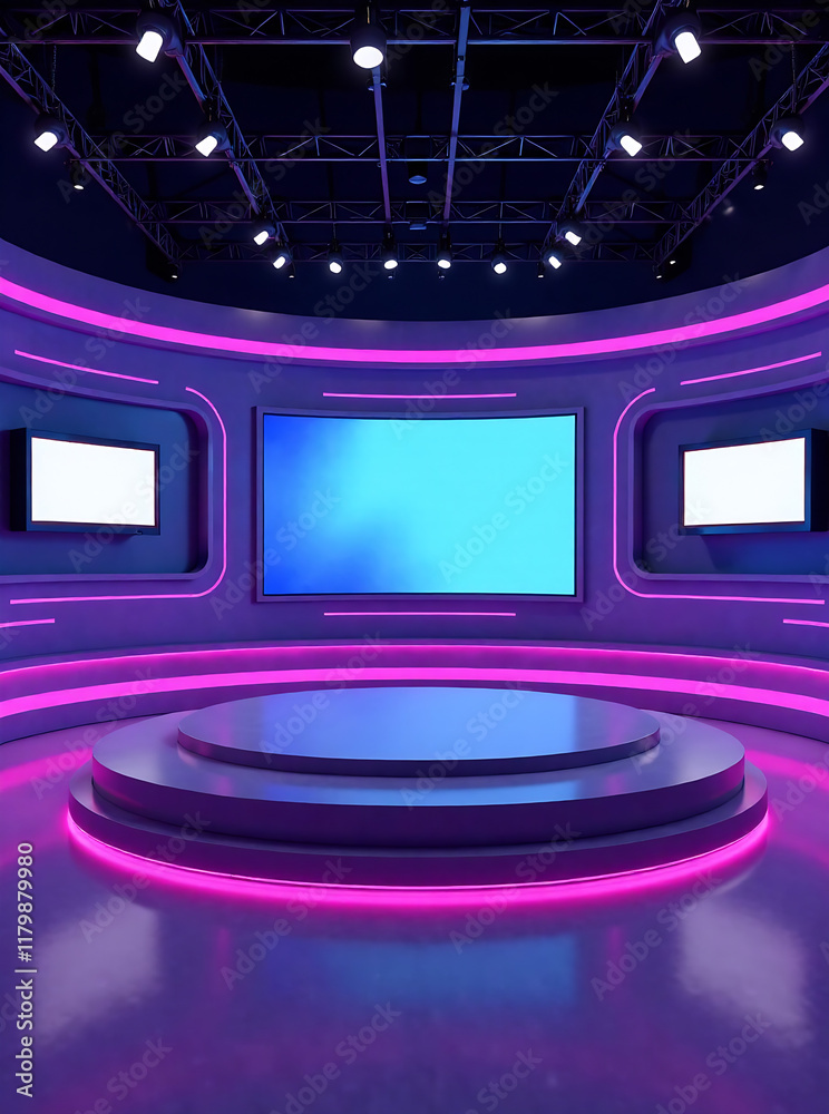 Stylish virtual studio TV show background, suitable for live events or ...