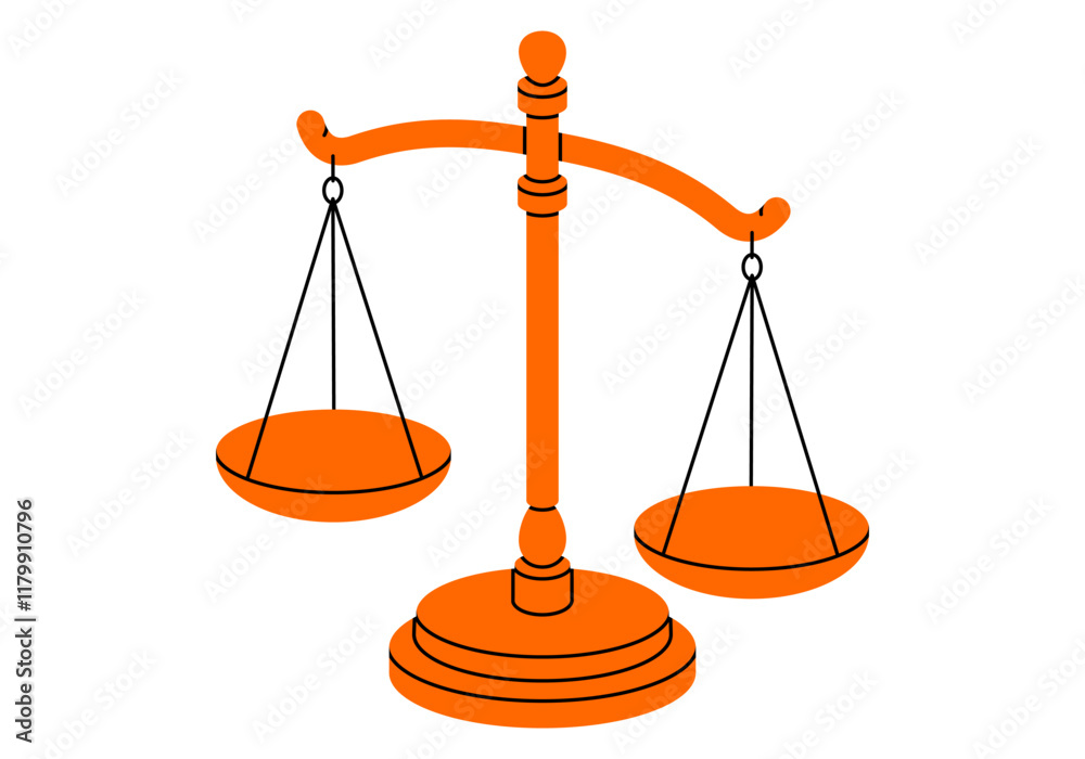 Hand drawn cute cartoon illustration of unbalance scales. Flat vector ...