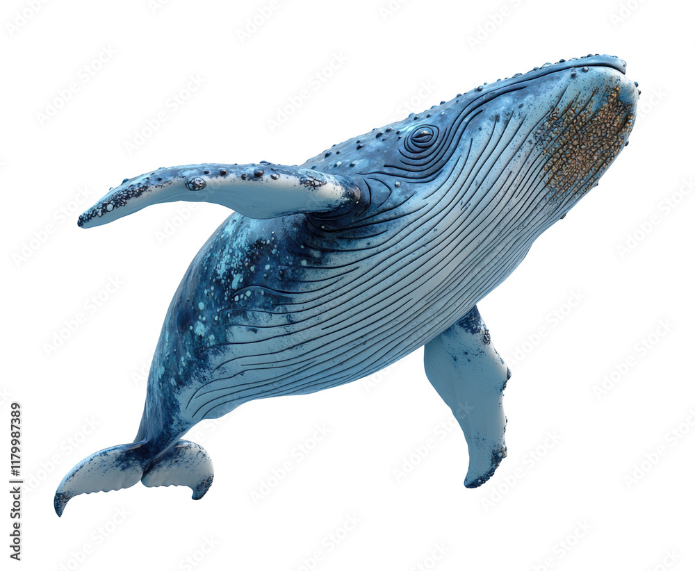Dynamic blue whale animation ocean depths underwater environment ...