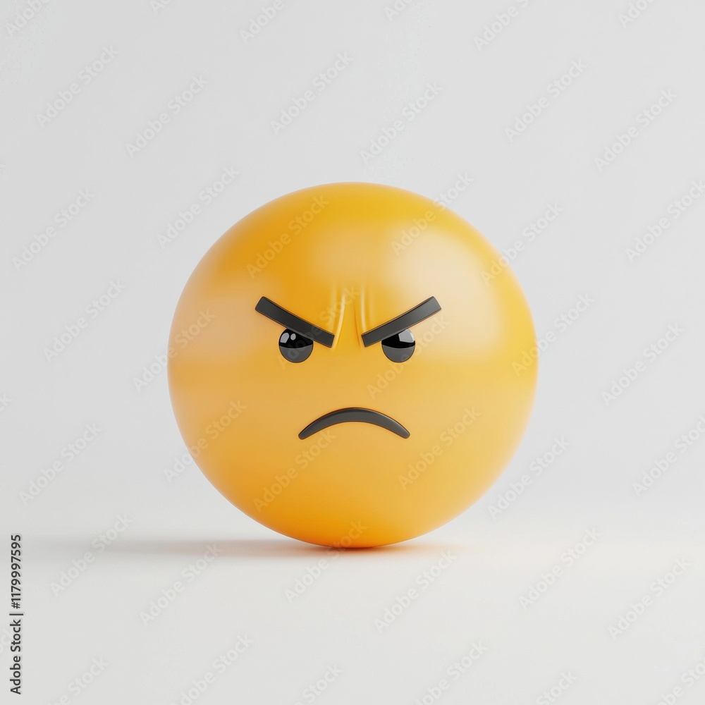 3D Icon of Angry Face Emoji with Rolling Eyes in High Fidelity Stock ...