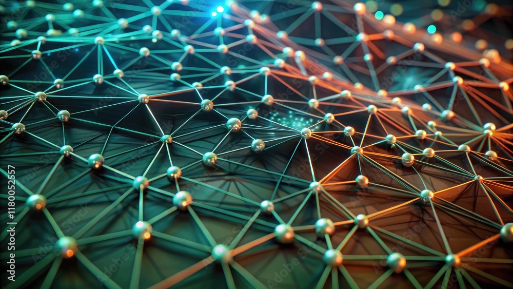 Network Connection Structure With Points on Rz Standard Scale. Generative AI Stock Illustration ...