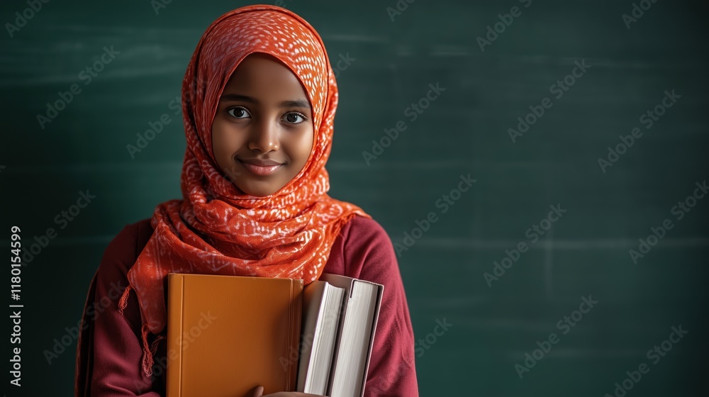 Determined somali female student with books, posing against a clean ...