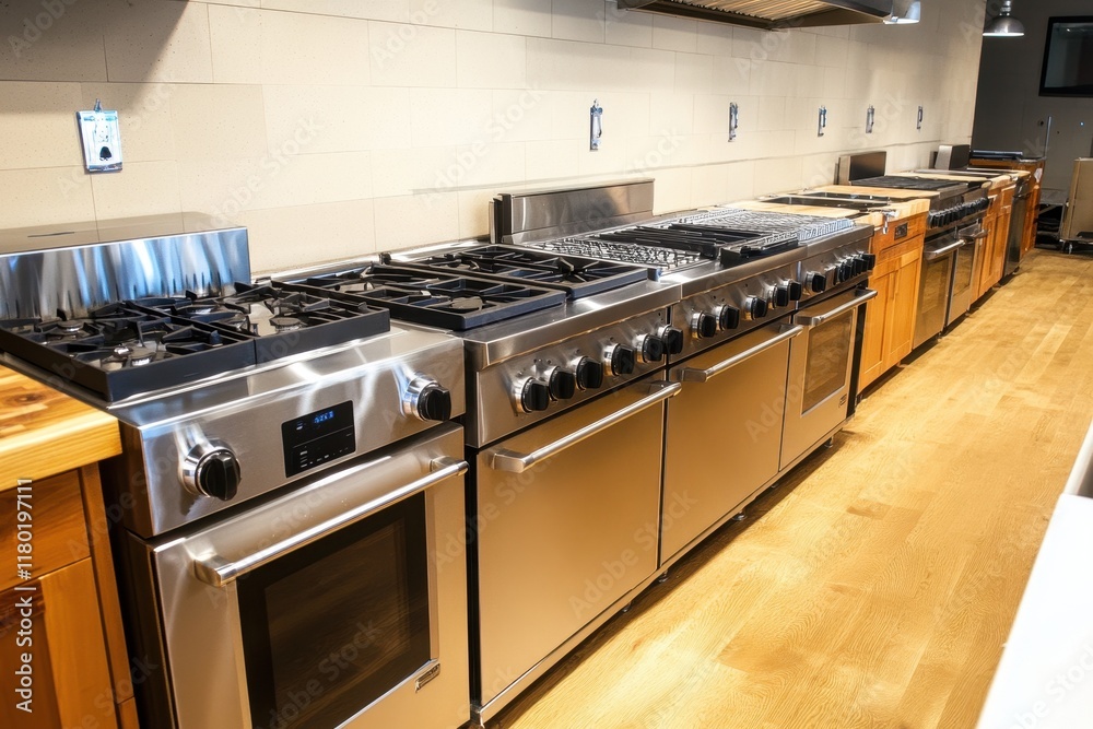 Installing various kitchen appliances including ovens, refrigerators ...
