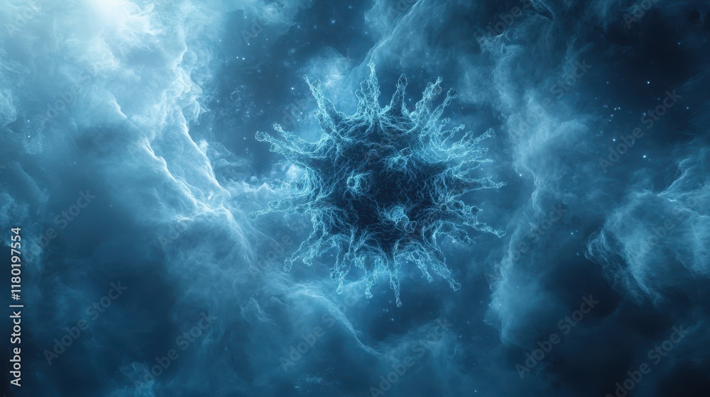 glowing spiky 3D model of the Human metapneumovirus Virus hmpv particle ...