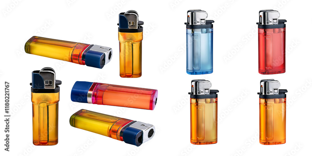 Colorful Disposable Lighters in Various Angles and Positions Stock ...