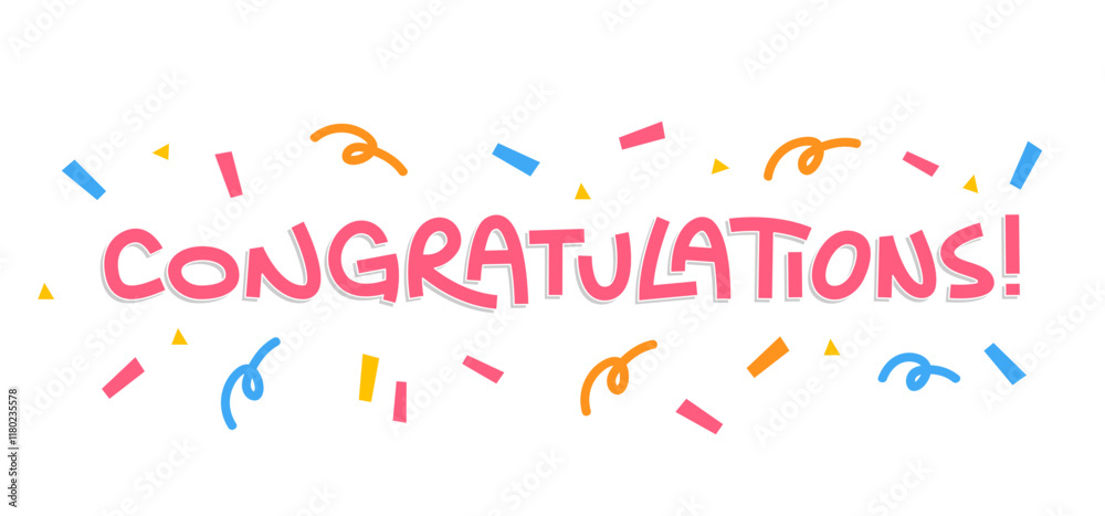 Vector de Stock Congratulations! lettering design with colorful ...