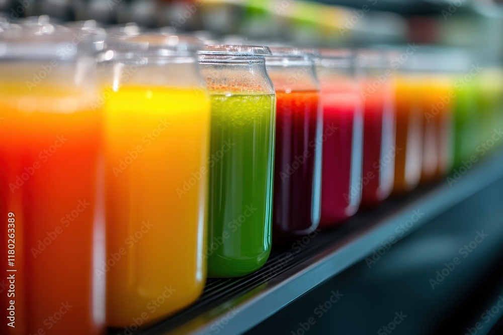 Juice pasteurization process showcasing vibrant bottled juices in a ...