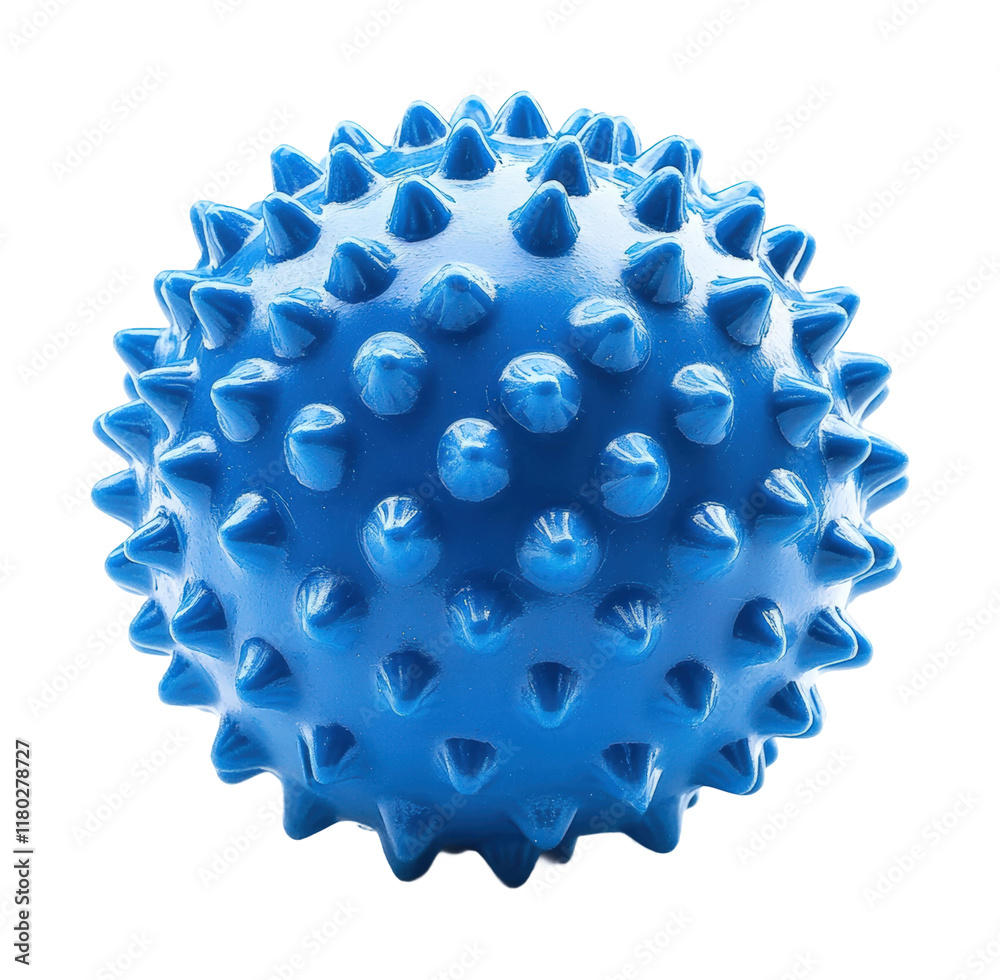 Blue spiky massage ball high fidelity studio lighting product isolated ...