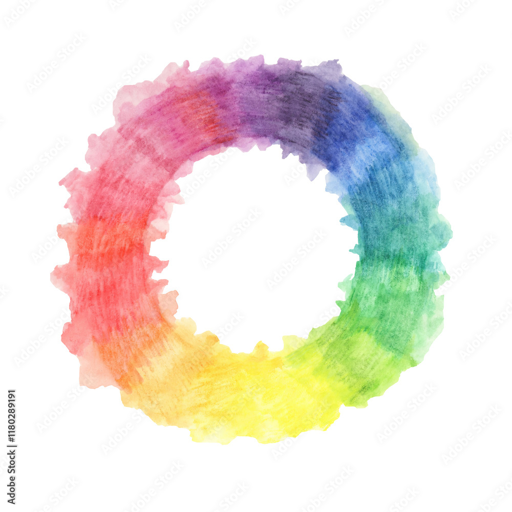 Circular rainbow color wheel. Primary colors ring gradient. Colour mix ...