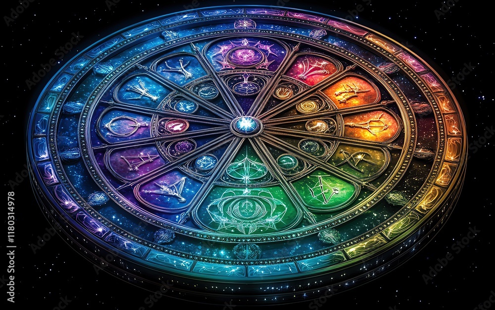 Zodiac Signs A glowing arrangement of the 12 Zodiac Signs in a circular ...