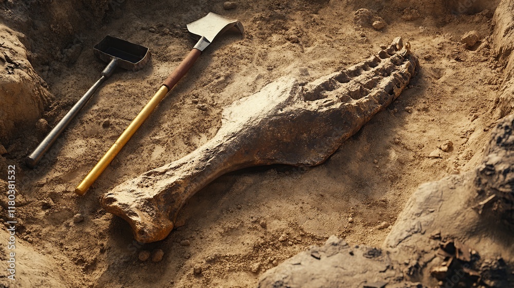 Unearthing History: A Dinosaur Fossil Excavation Stock Photo | Adobe Stock