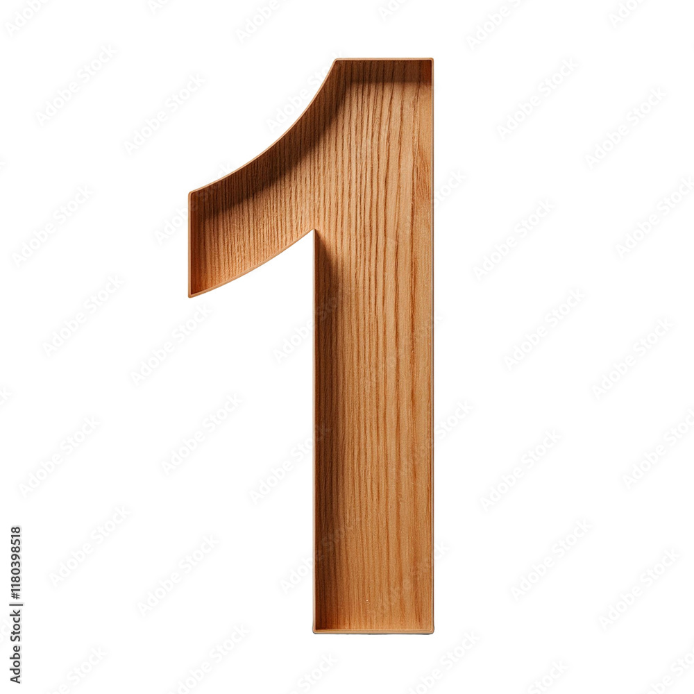 NatureInspired 3D Number 1 with a Wood Texture Cutout Stock ...