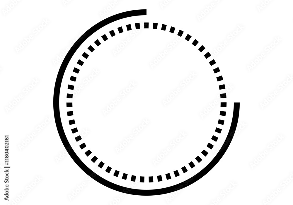 Icono negro de círculo de líneas discontinuas y trazo de cuenta atrás ...