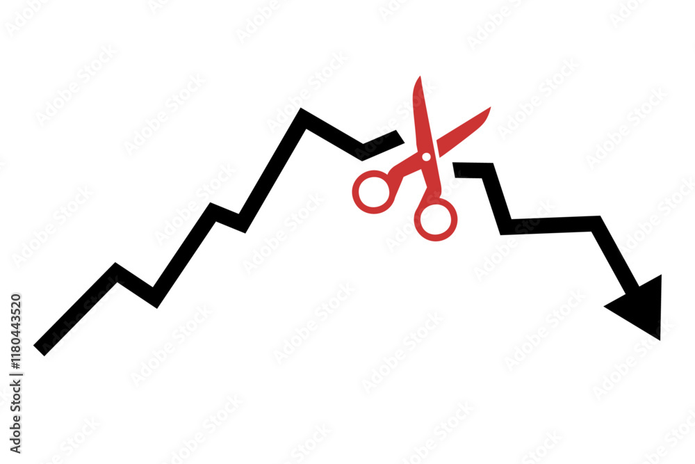 Vector Illustration of Arrow and Scissors Symbol for Price Increase and ...