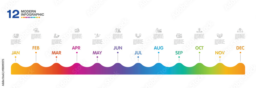 Infographic for presentation 12 months in 4 quarter can used for ...