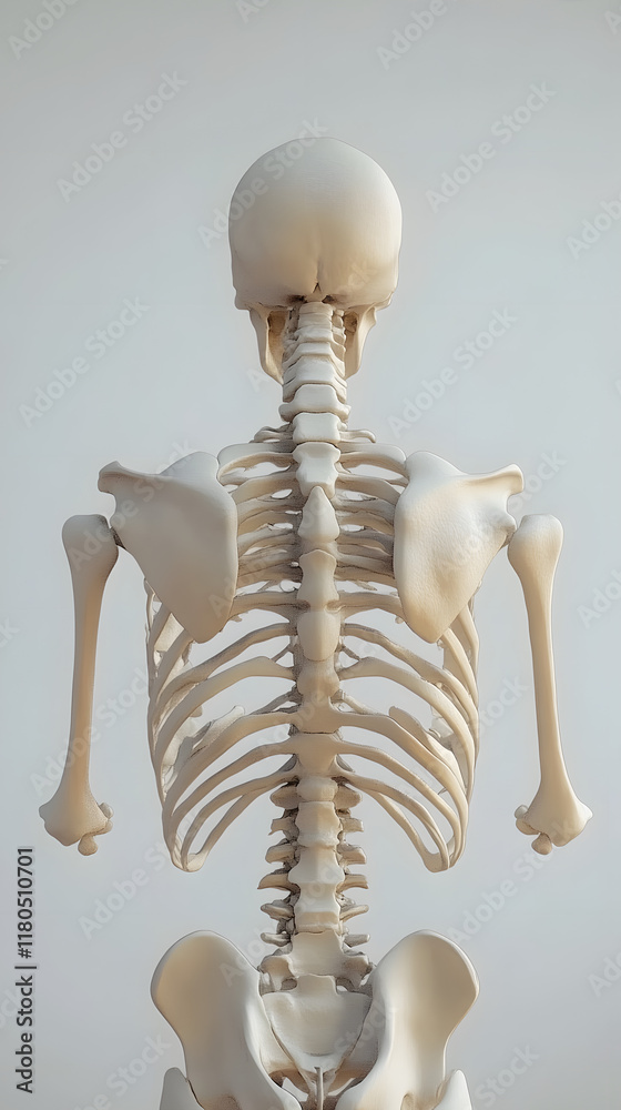 Human Skeleton: Posterior View of Spinal Column, Ribs, and Pelvis ...