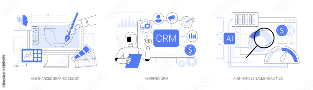 AI-powered software abstract concept vector illustrations. Stock Vector ...