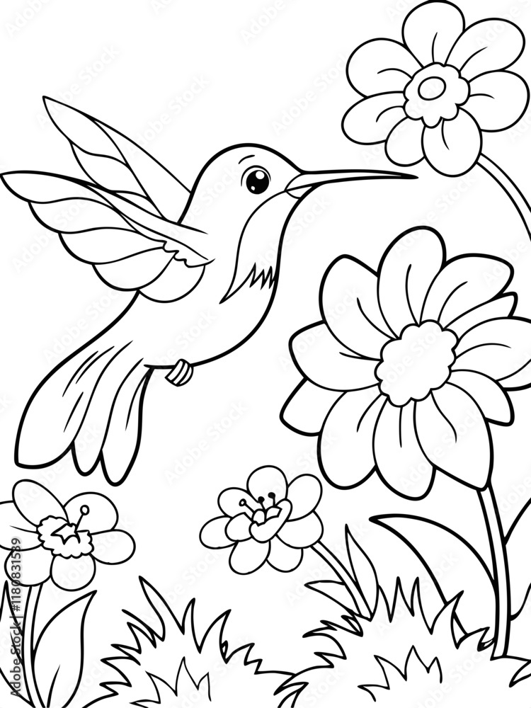 Hummingbird Ready-to-print coloring page on standard 8.5x11 inch paper ...