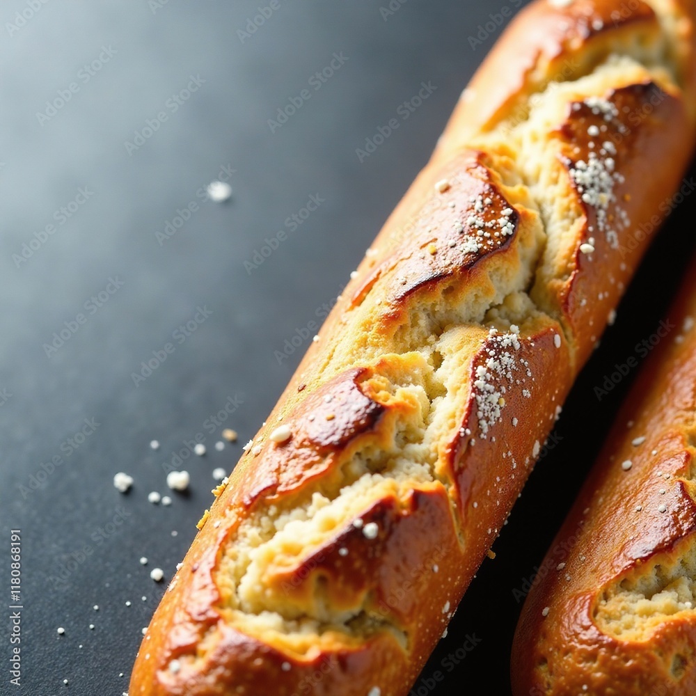 Dark surface contrasts with light airy texture of crusty bread ...