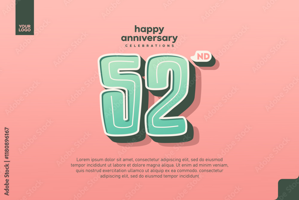 Vector de Stock Number 52 logo icon design, 52nd birthday logo number ...