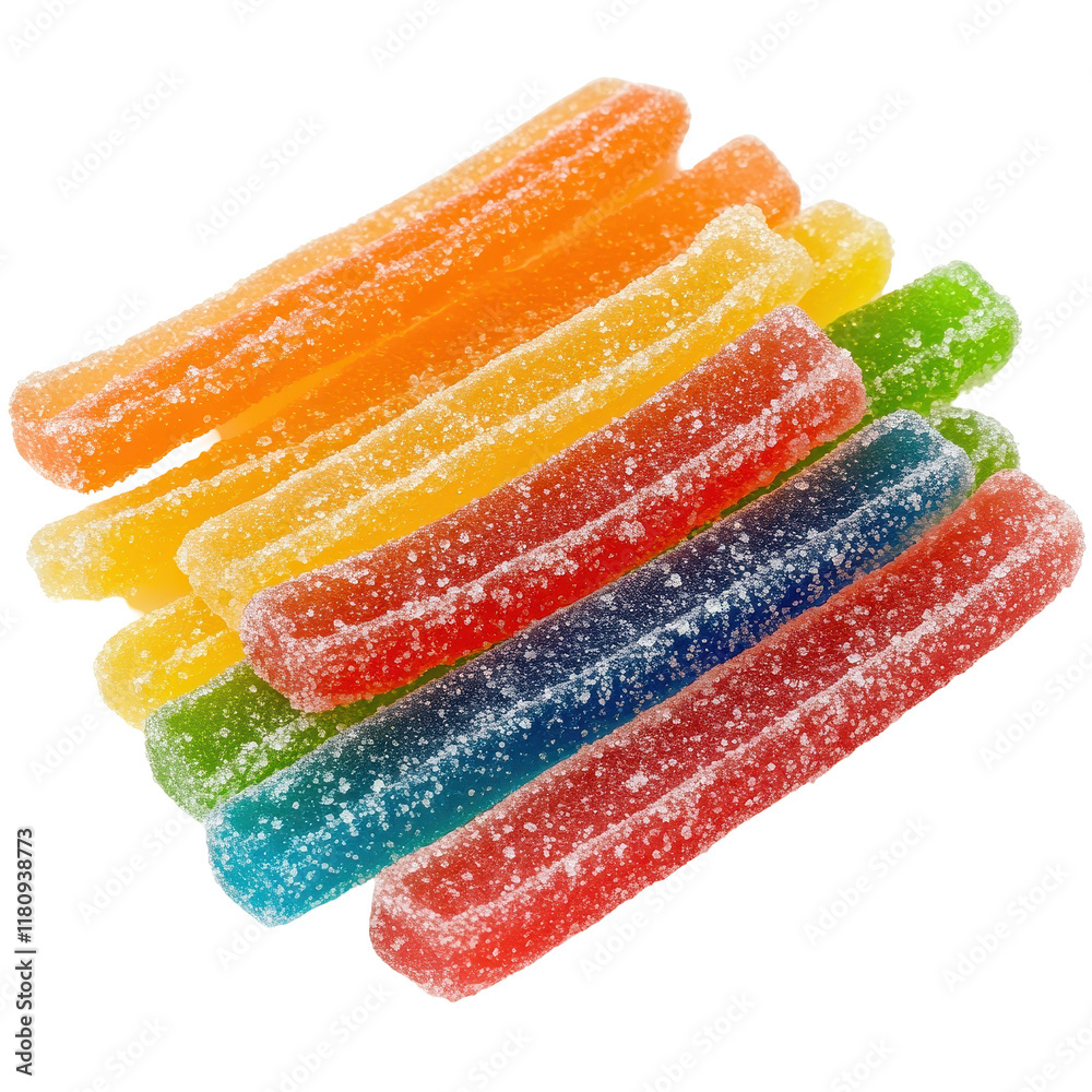 Colorful gummy candy sticks, sugary and sweet, perfect for a delightful ...