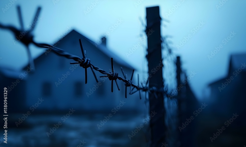 Barbed Wire Fence Structure, A detailed 3D representation showcasing ...