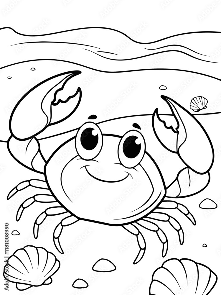 Adorable Cartoon Crab Ready-to-print coloring page for standard paper ...