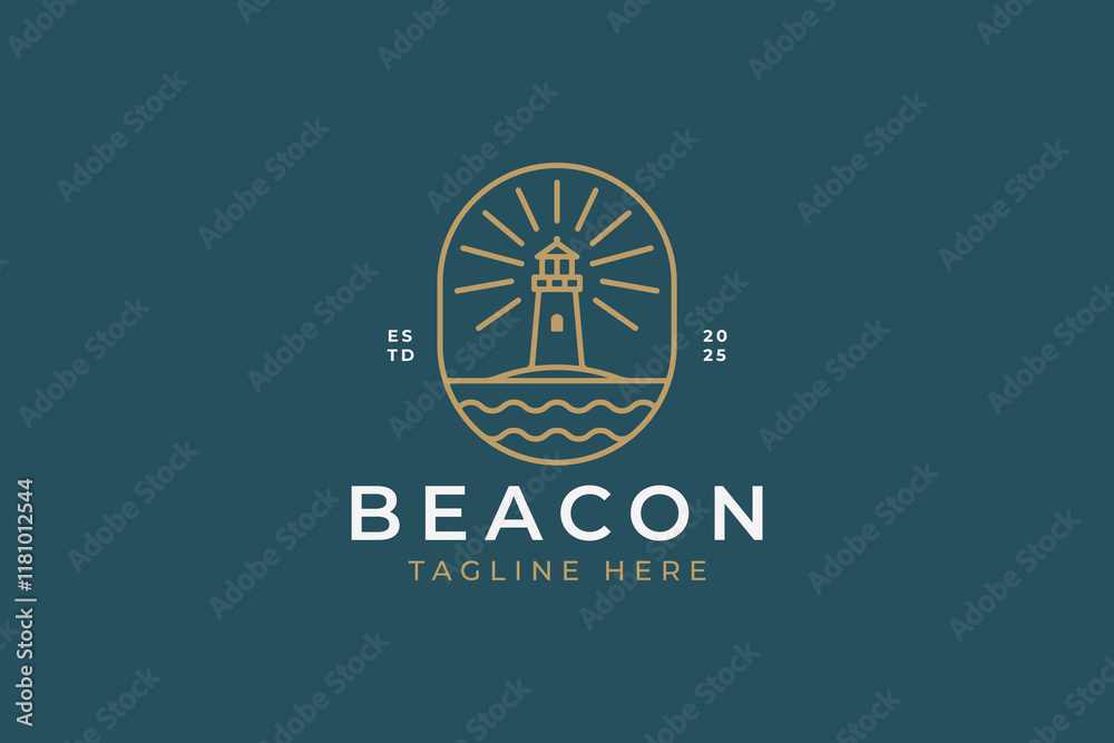 Lighthouse Logo, Light Beacon Symbol, Harbor Icon. Maritime Tower ...