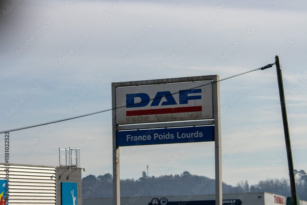 France, 17 December 2024 : Outdoor dealership sign for DAF France Poids ...