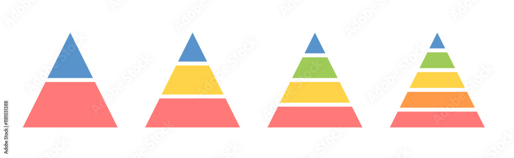 Levels of triangular pyramid. Half triangle pyramid chart. Maslow layer ...