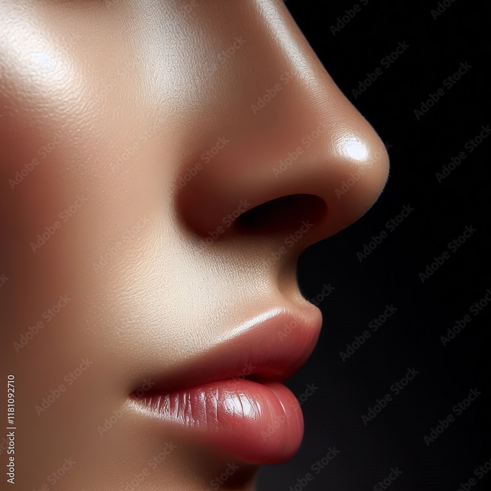 7 Profile of Nose and Lips Side view of the nose and lips with s Stock ...