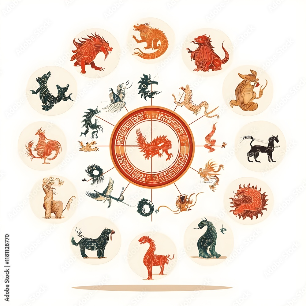 Detailed Infographic of 12 Chinese Zodiac Signs with Characteristics ...