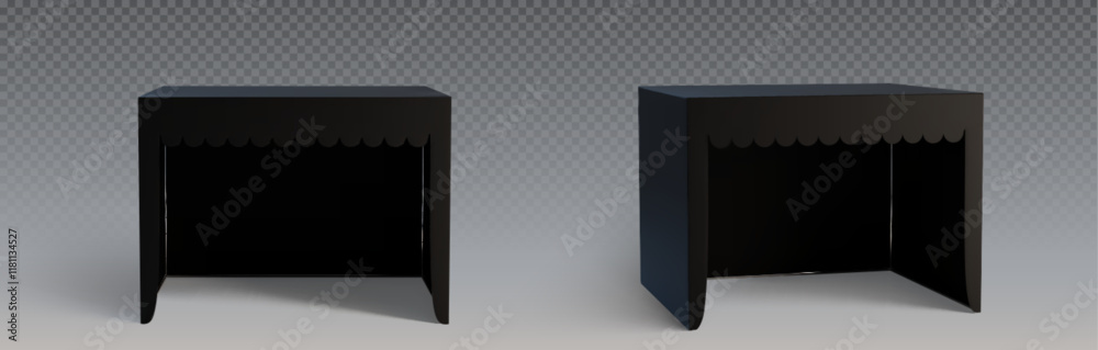 Black booth mockup - portable counter with decorative scalloped trim ...