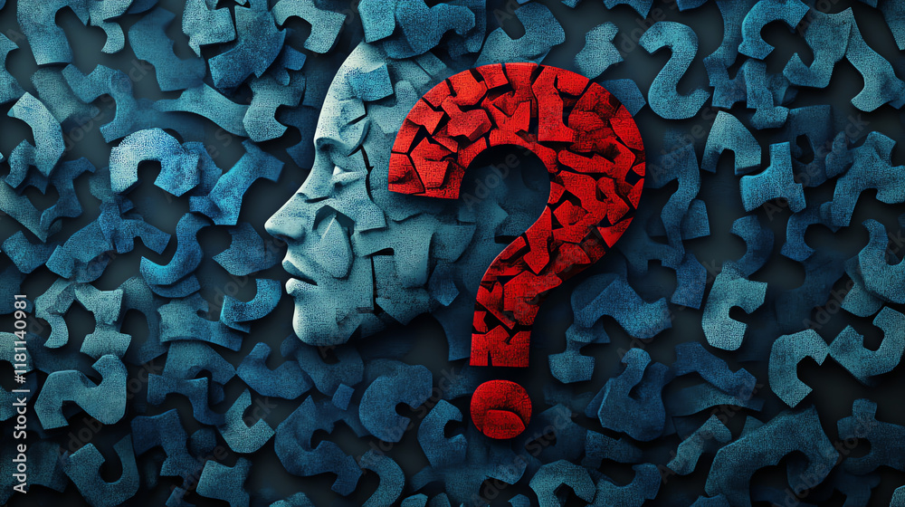 Blue profile with red question mark pattern. Perfect for contrasting ...