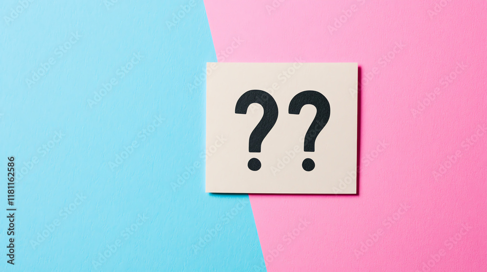 Double question marks on dual color background. Represents decision ...